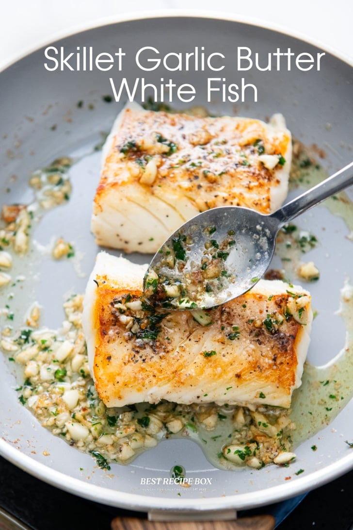 Skillet White Fish with Garlic Butter 20 min {Pan Fried Cod Recipe}