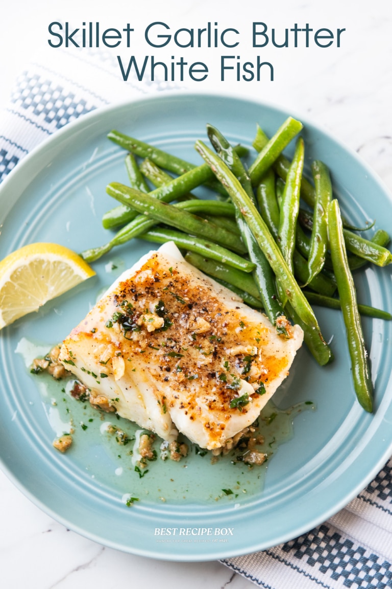 Skillet White Fish with Garlic Butter 20 min {Pan Fried Cod Recipe}